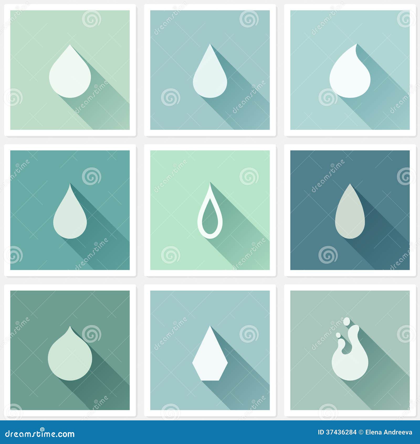 Drops. Flat Design Elements with Long Shadow. Vector Illustration Stock ...