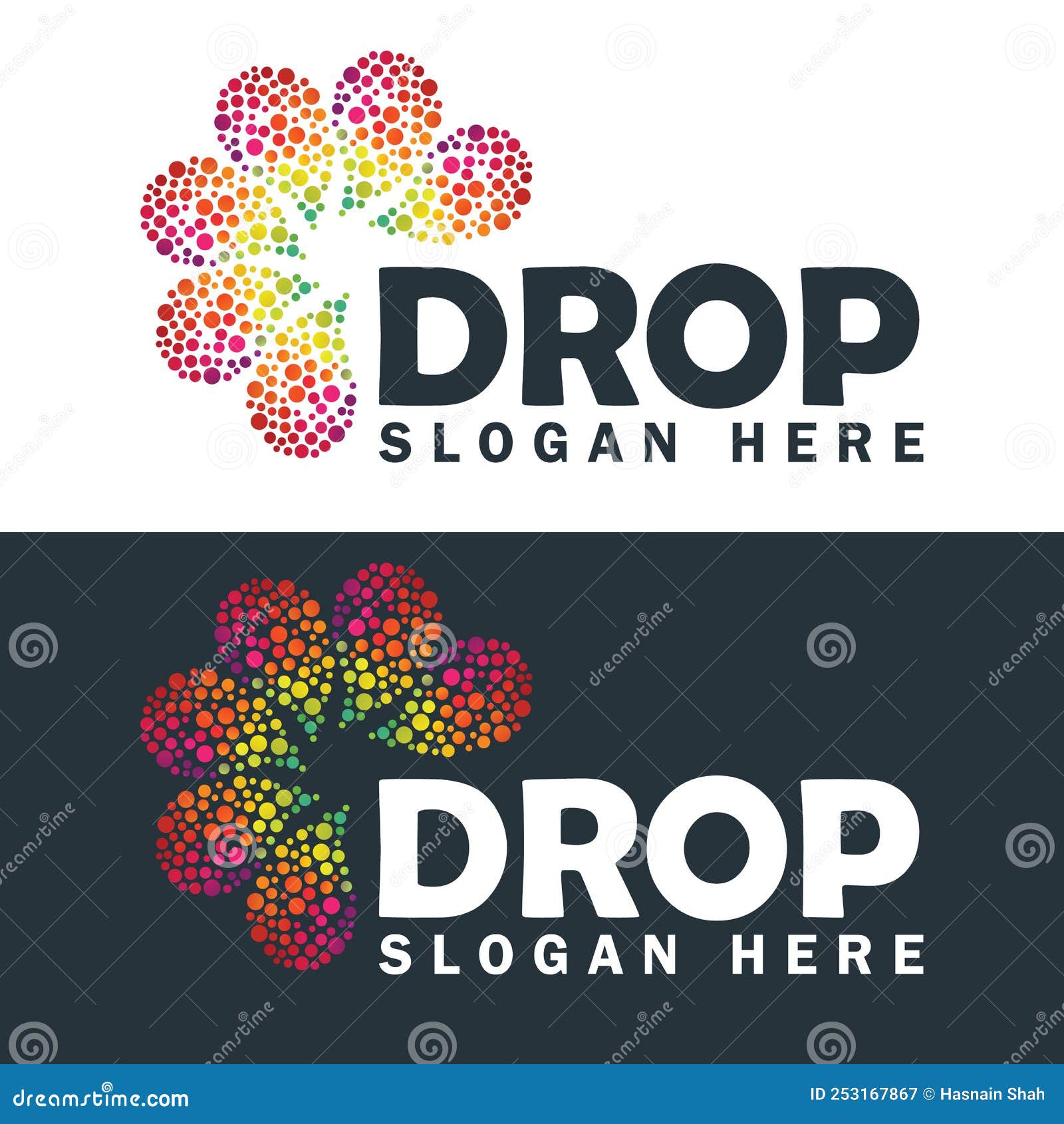 Drops Flower Logo Design Template. Stock Vector - Illustration of ...