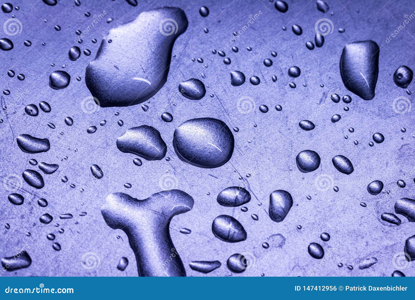 Drops on a Metal Surface: Close Up Picture Stock Photo - Image of ...