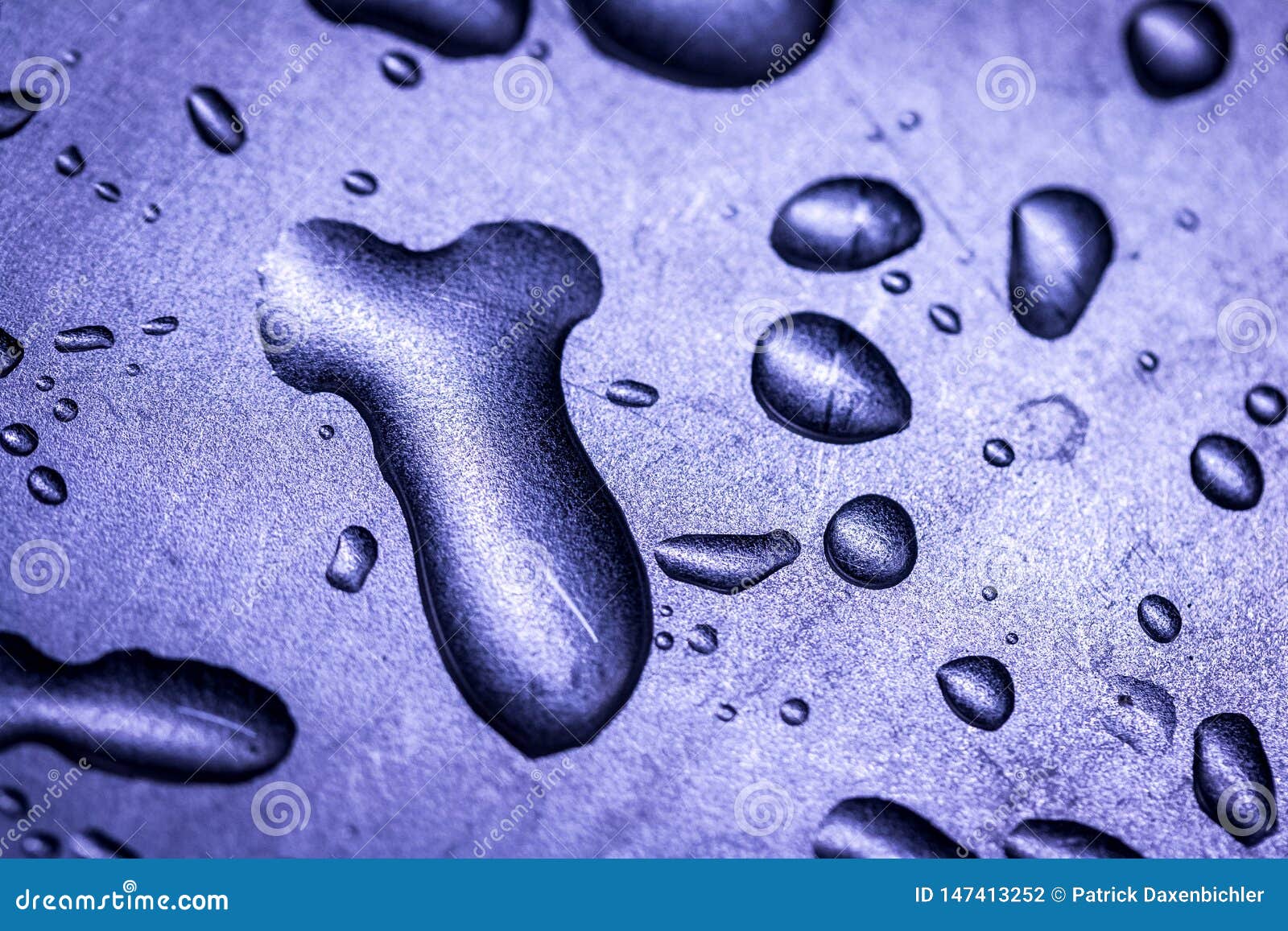 Drops on a Metal Surface: Close Up Picture Stock Photo - Image of metal ...