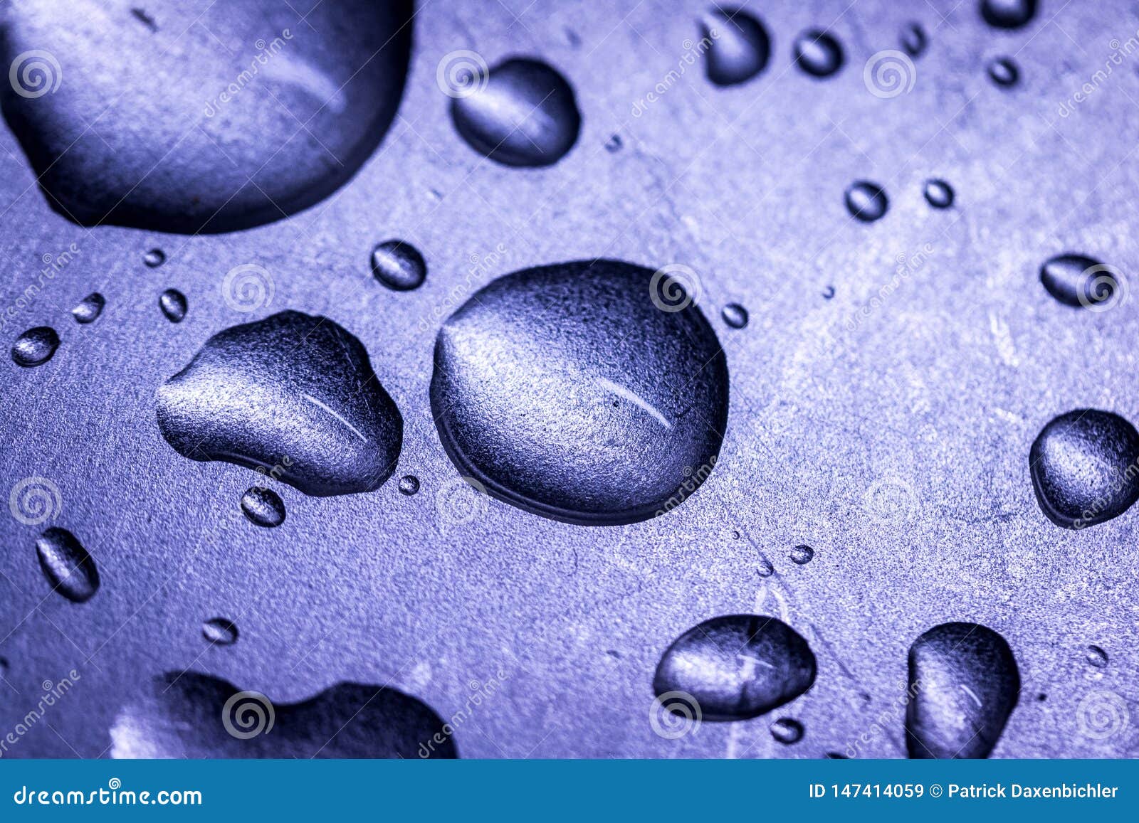 Drops on a Metal Surface: Close Up Picture Stock Image - Image of ...