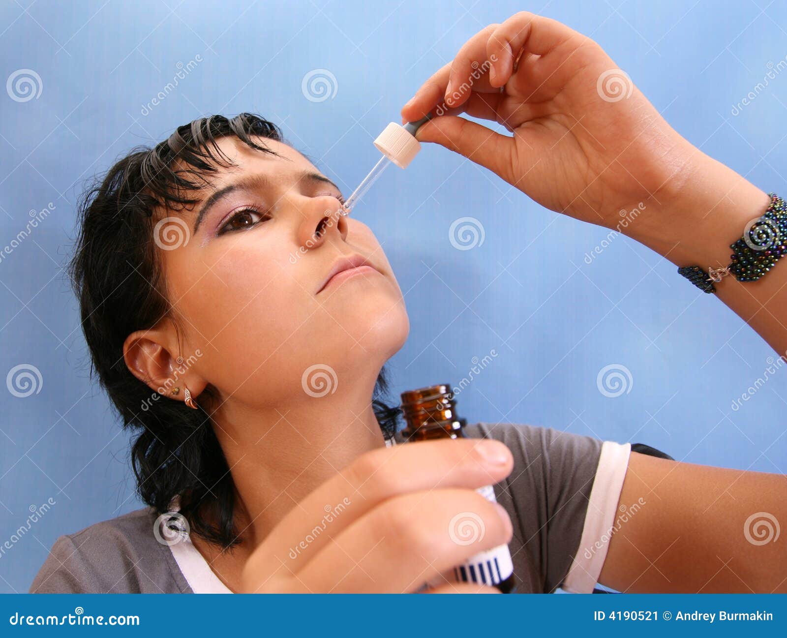 Drops for a nose stock image. Image of spray, woman, cold - 4190521