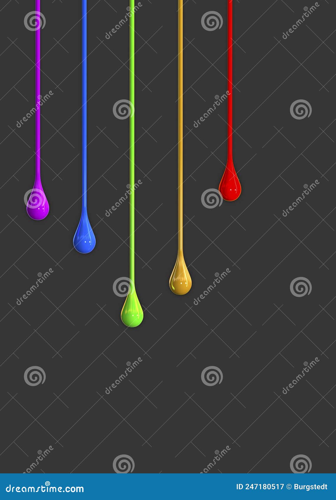 Drops of Paint in Different Colors Dripping and Running Down Stock ...