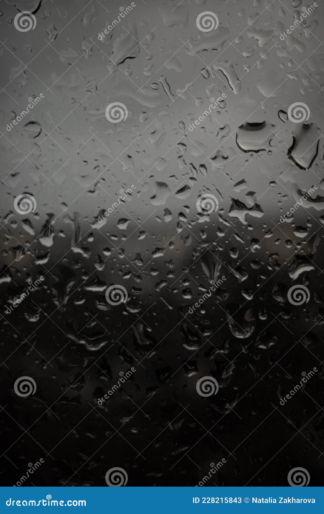 Drops of Rain on a Black Dramatic Window Glass Background. Autunm Rain ...