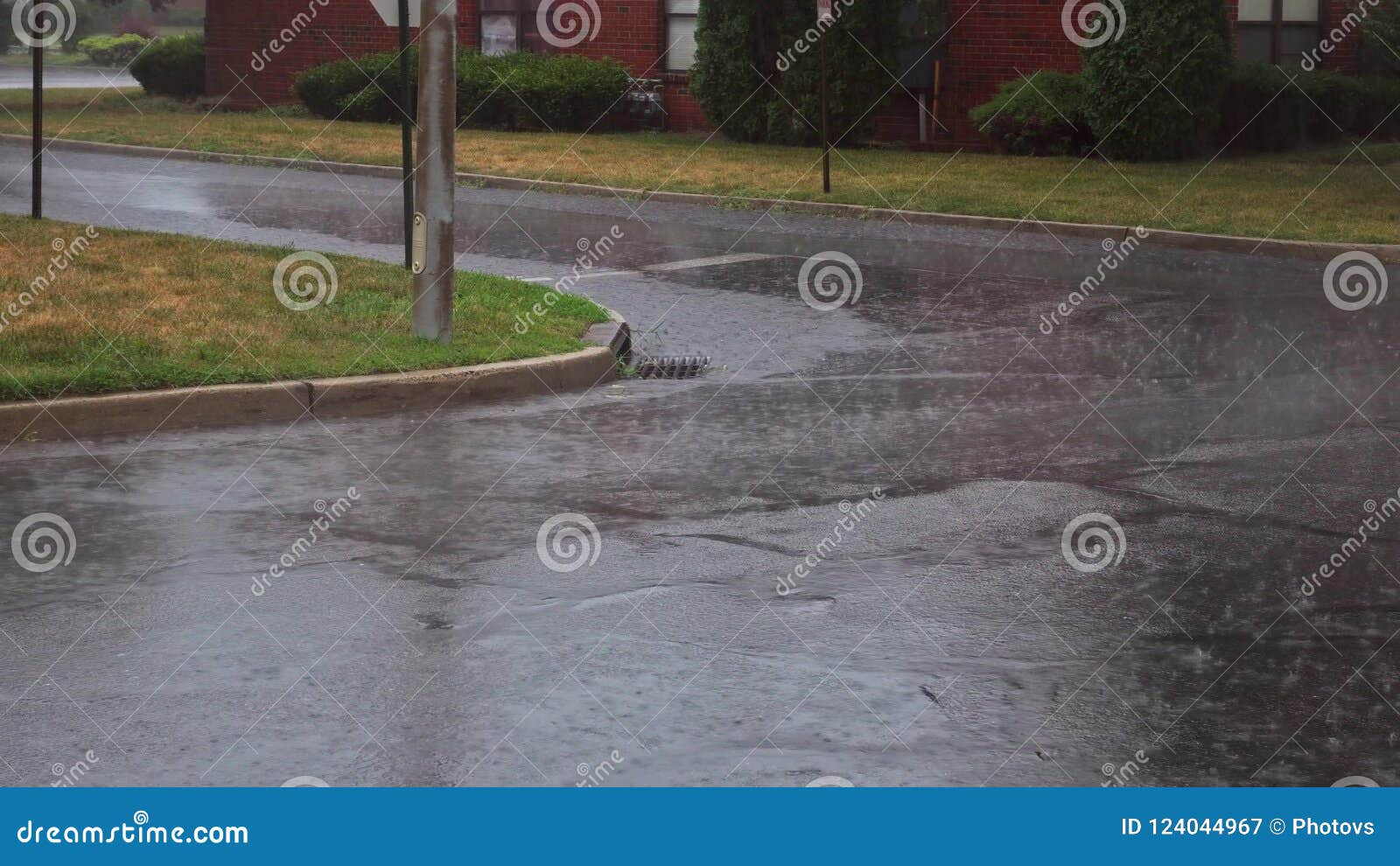 Drops of Rain Fall To the Pavement Raindrops are Falling on the Road ...