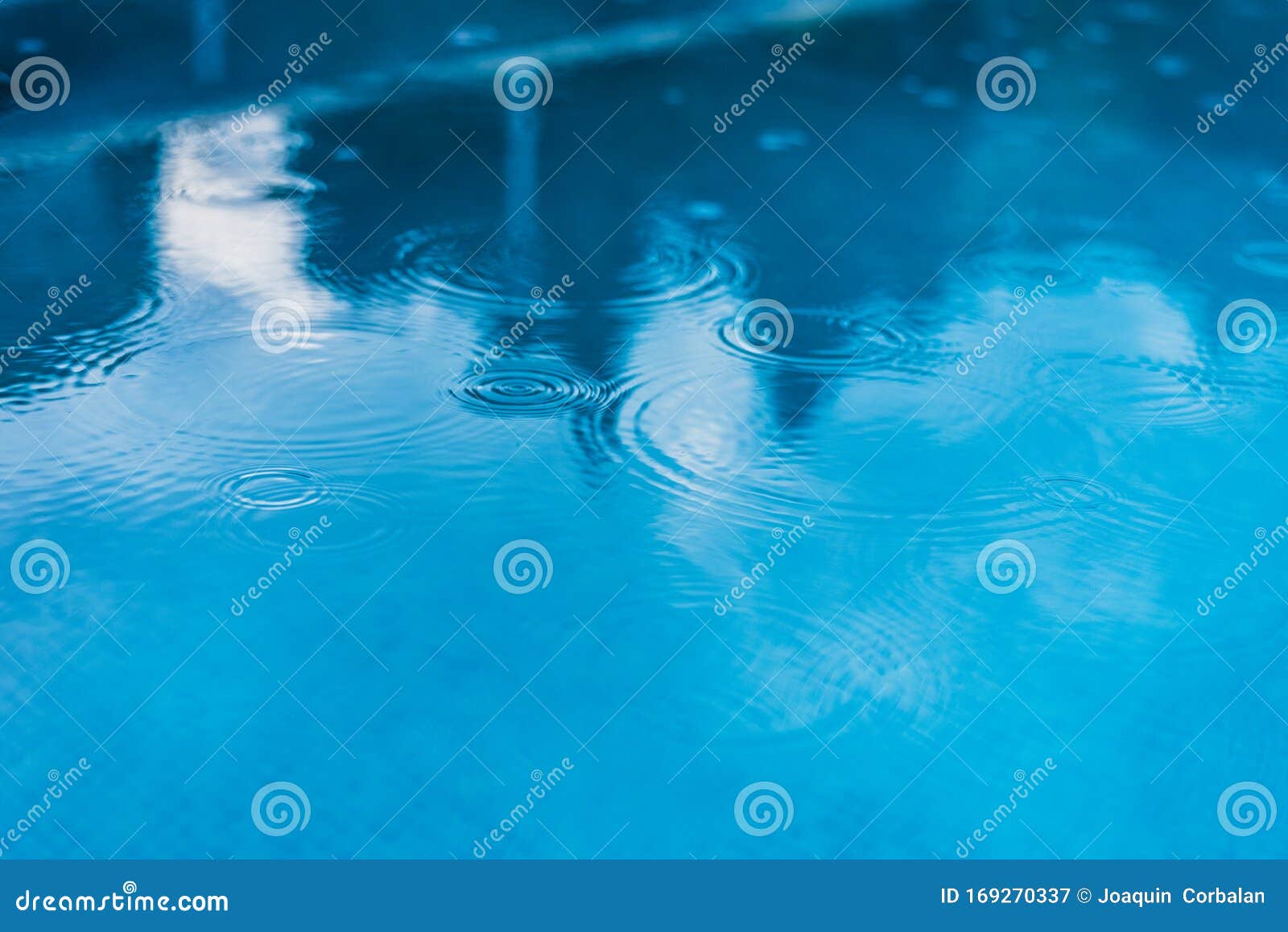 Drops of Rain Falling on the Water of a Pool Stock Image - Image of ...