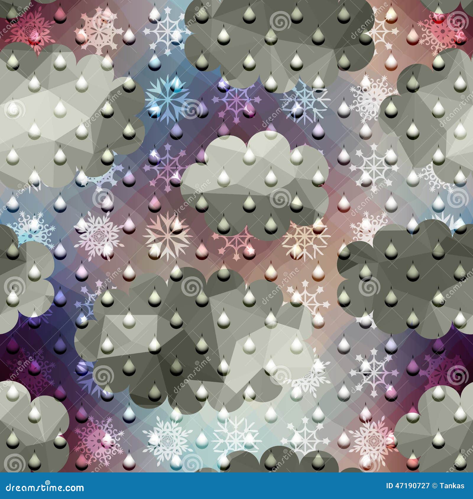 Drops of the Rain and Snowflakes on Clouds Stock Vector - Illustration ...
