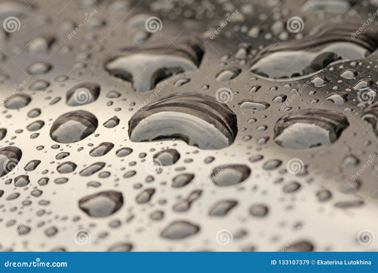 Drops of Rain or Water Drop on the Hood of the Car. Rain Drops O Stock ...