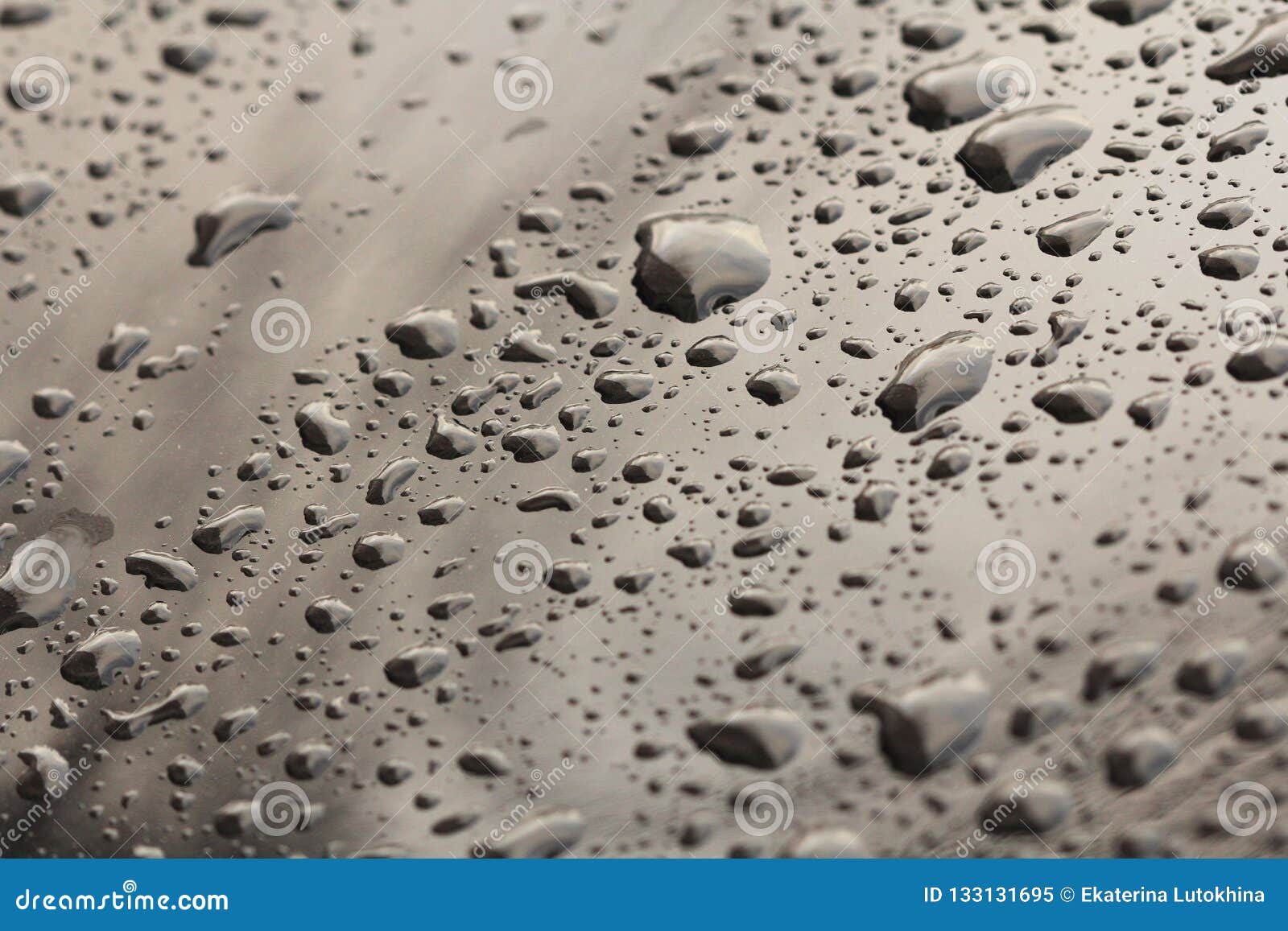 Drops of Rain or Water Drop on the Hood of the Car. Rain Drops O Stock ...