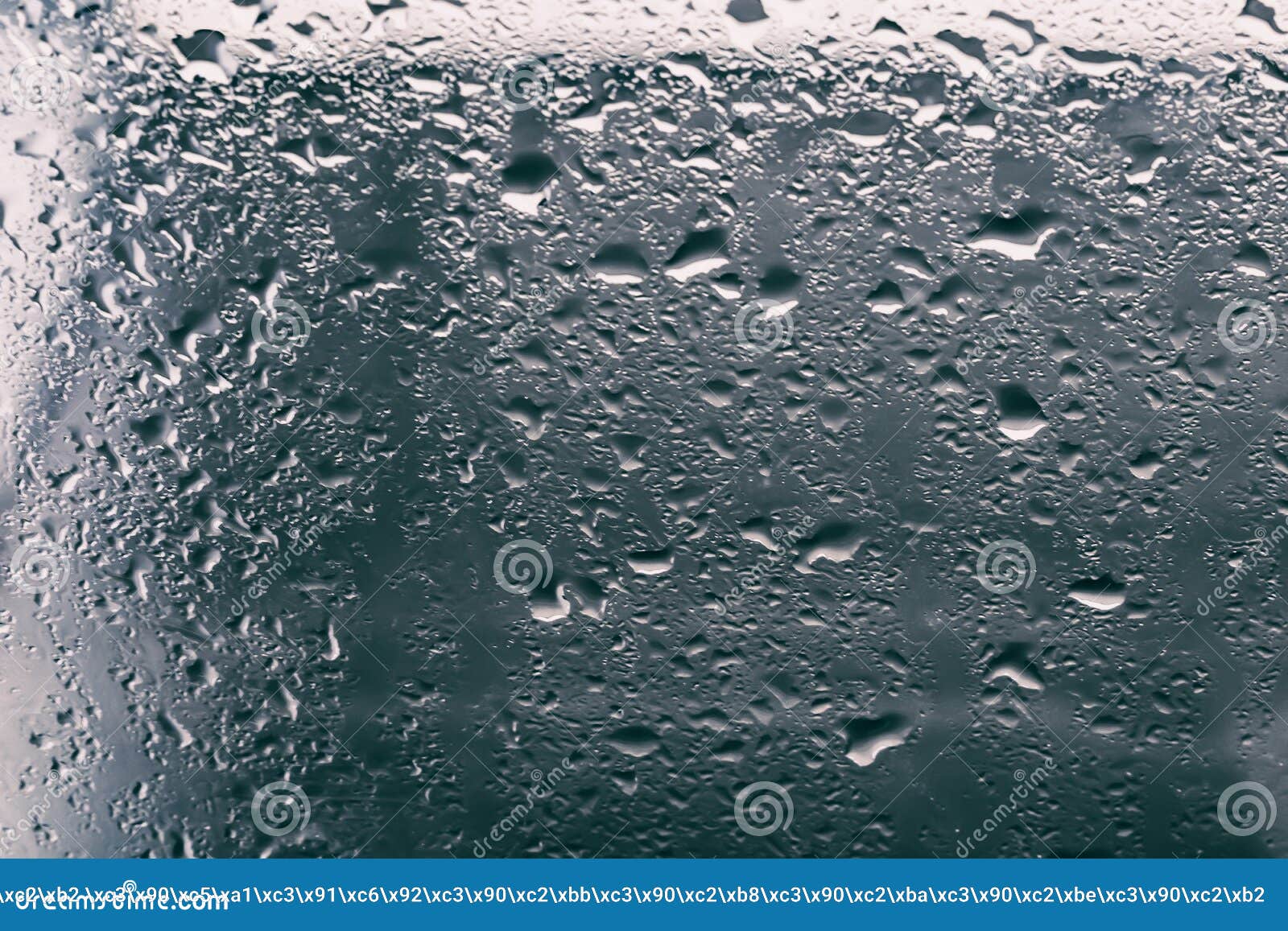 Drops of Rain on a Wet Misted Glass, Blue Background Stock Image ... Drops of Rain on a Wet Misted Glass, Blue Background Stock Image ...