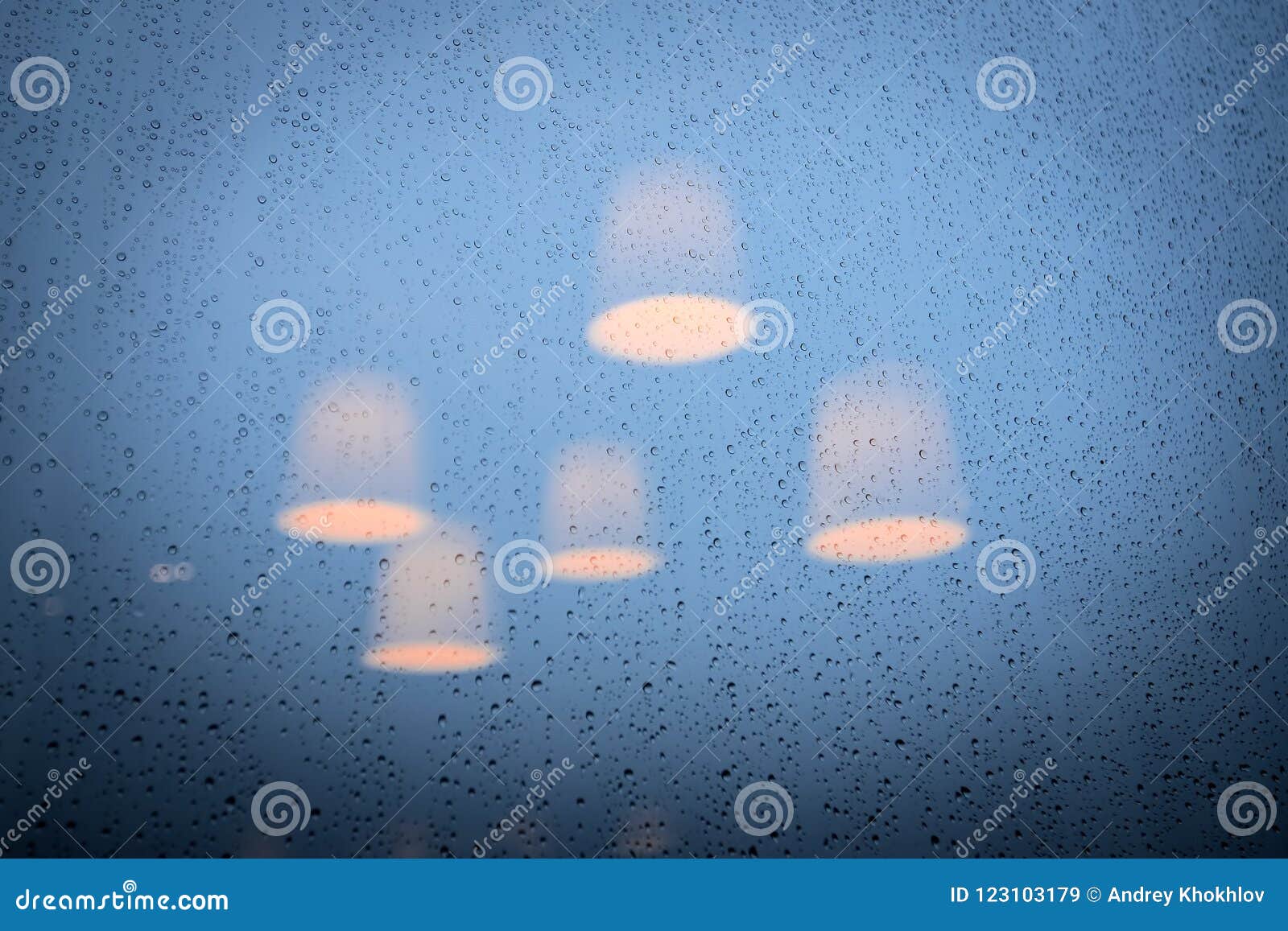 Drops of Rain on Window with Lights Stock Image - Image of liquid, rain ...