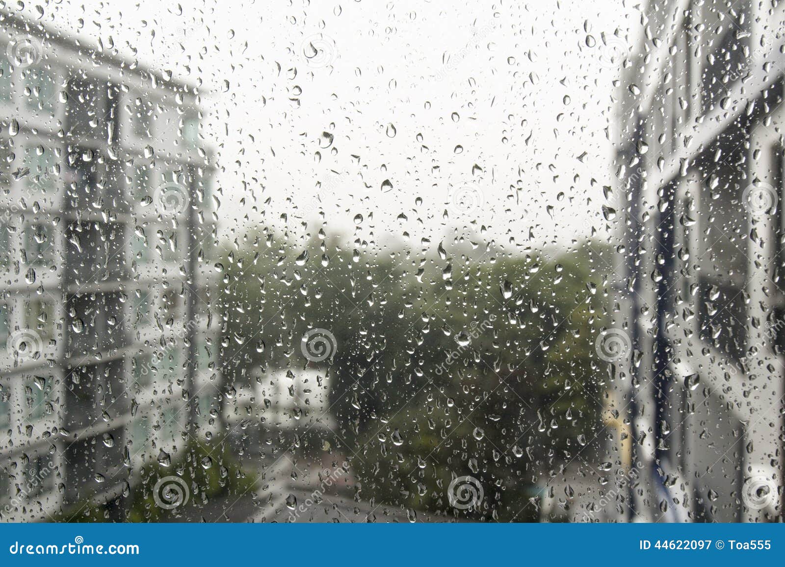 Drops of Rain on a Window Pane. Stock Image - Image of building, glossy ...