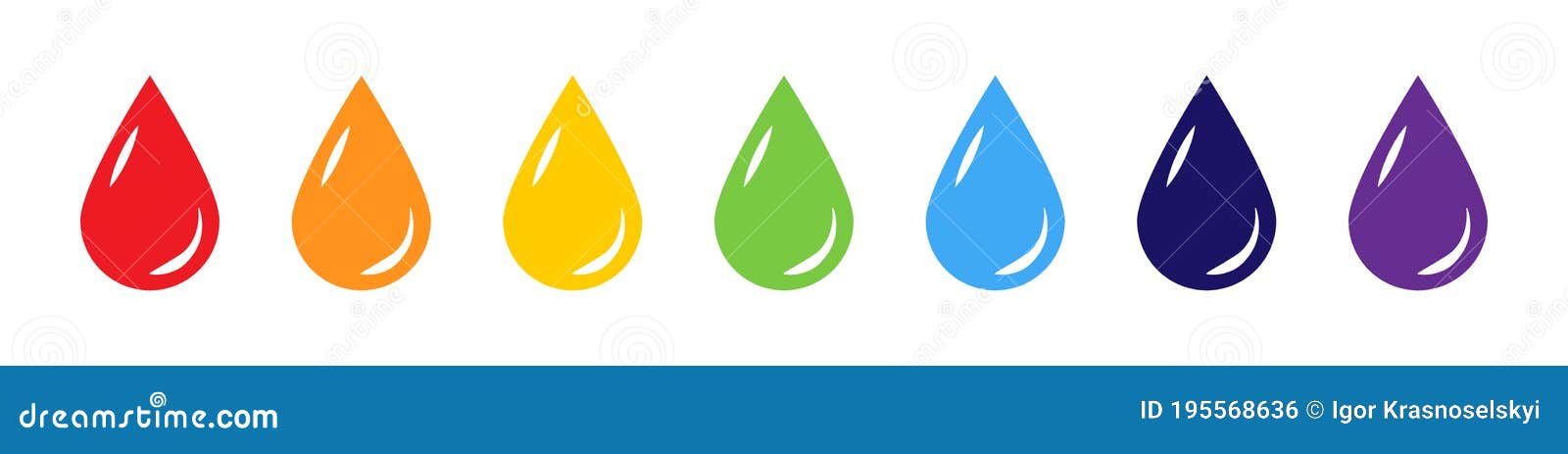 Drops in Rainbow Color, Isolated. Drops Vector Icons in Flat Design ...