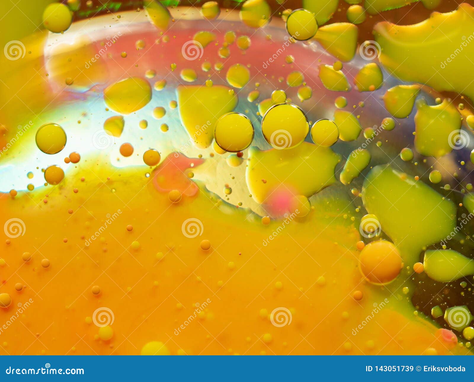 Drops and Spots of Multicolour Paint, Abstract Background. Close Up ...