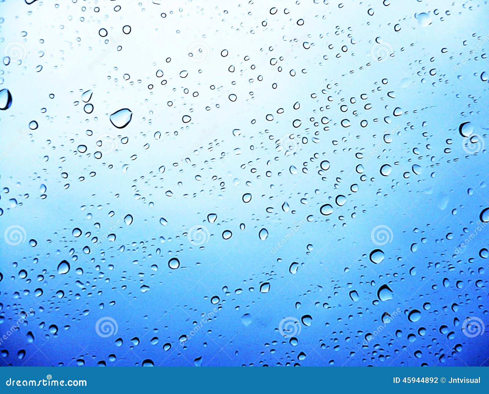 Drops On A Transparent Surface With A Blue To White Gradient Background ...