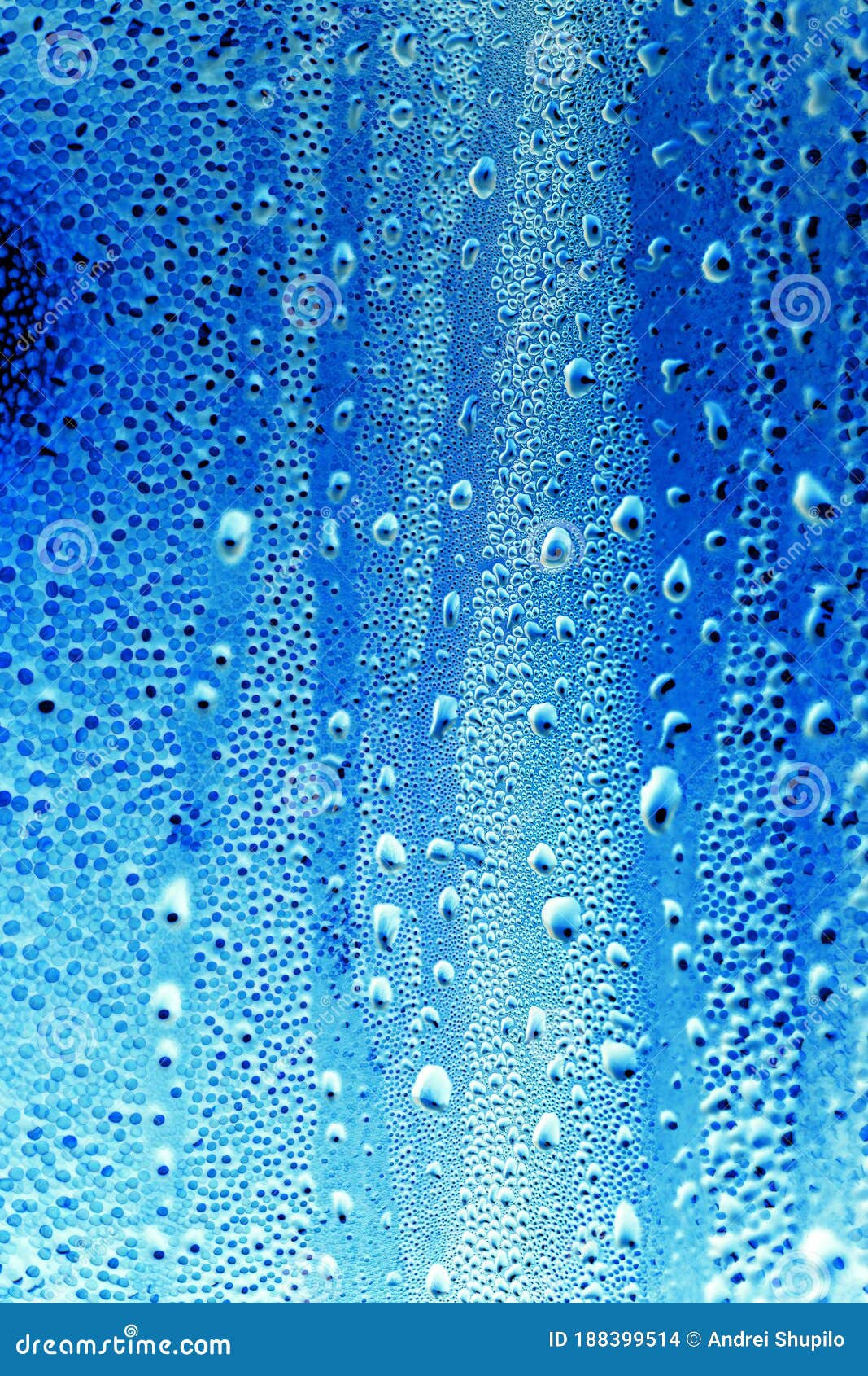 Drops of Water on Blue Glass As an Abstract Background Stock Photo ...