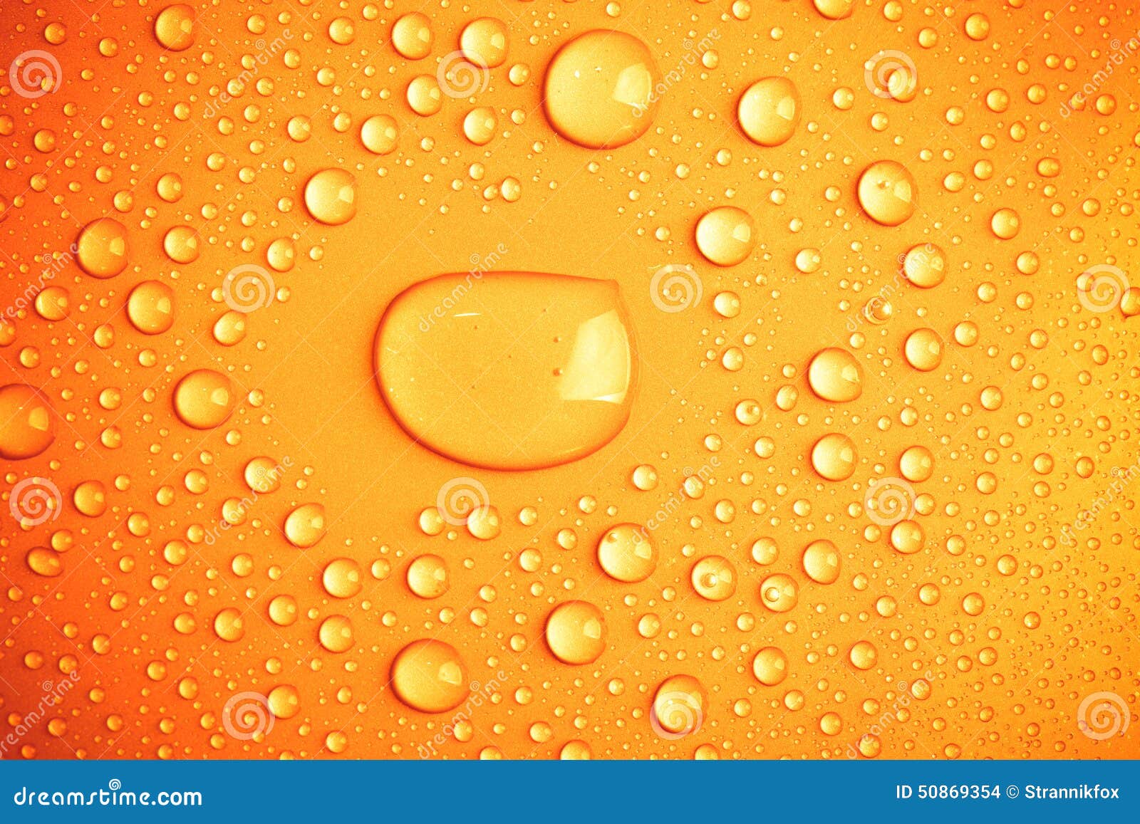 Drops of Water on a Color Background. Toned Orange Stock Photo - Image ...