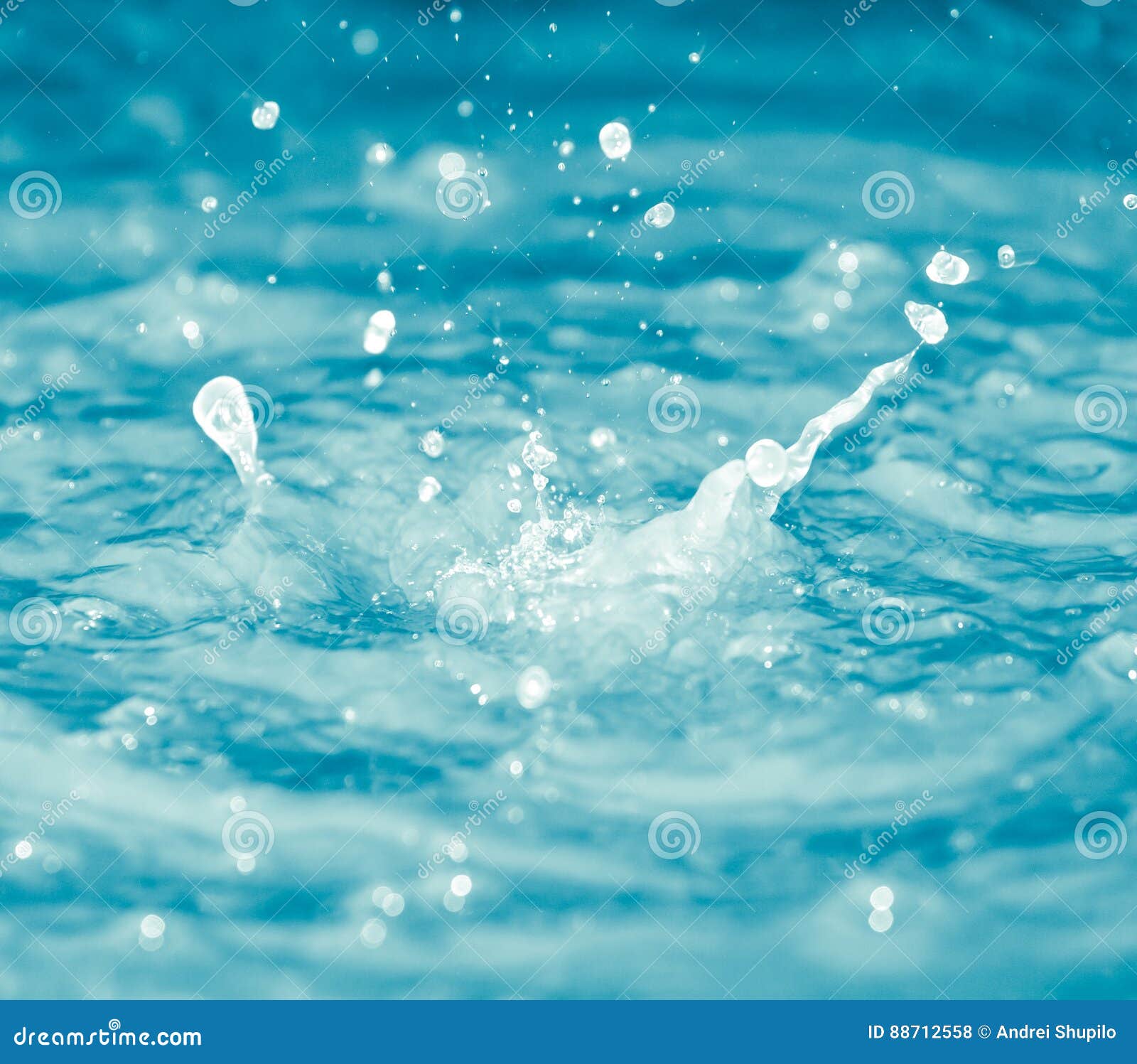 Drops of Water Falling into Blue Water Stock Photo - Image of abstract ...