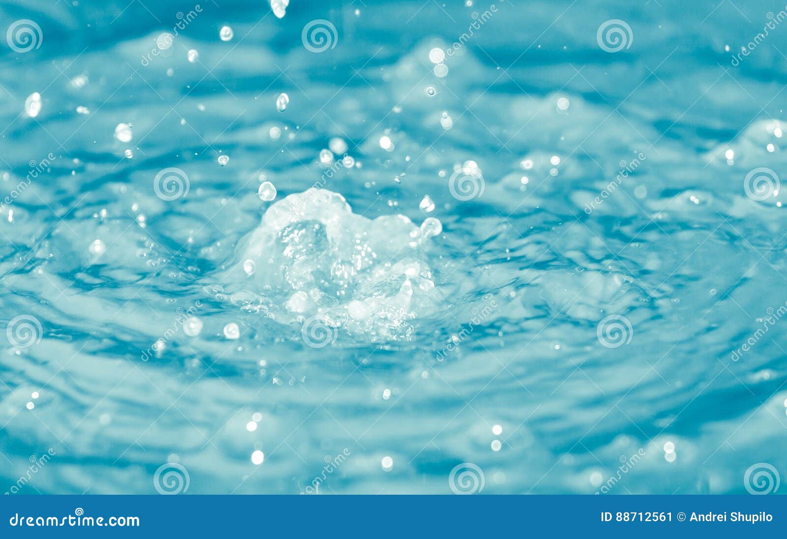 Drops of Water Falling into Blue Water Stock Image - Image of macro ...