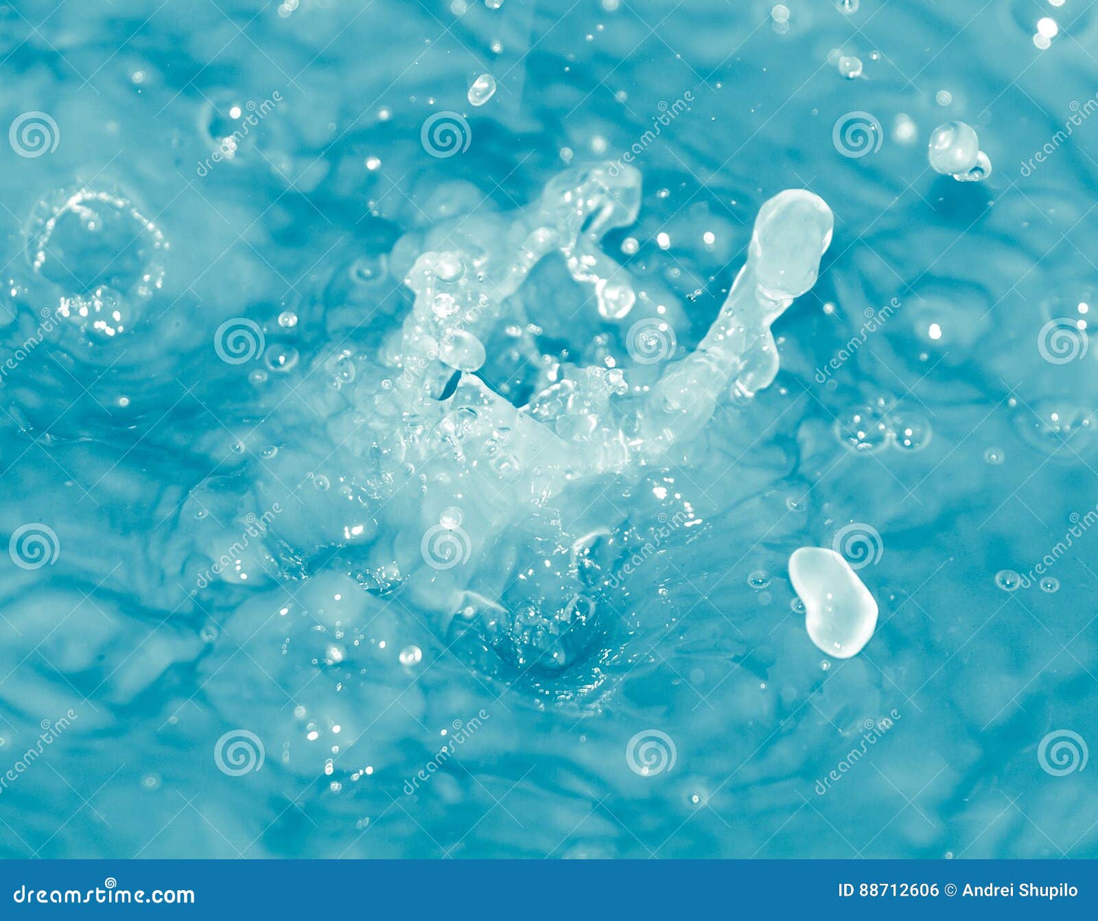 Drops of Water Falling into Blue Water Stock Photo - Image of rain ...