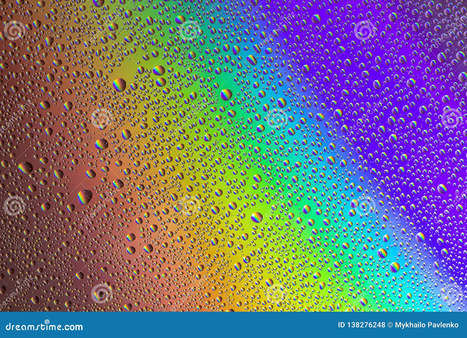 Drops of Water on the Glass, with the Reflection of the Rainbow Stock ...