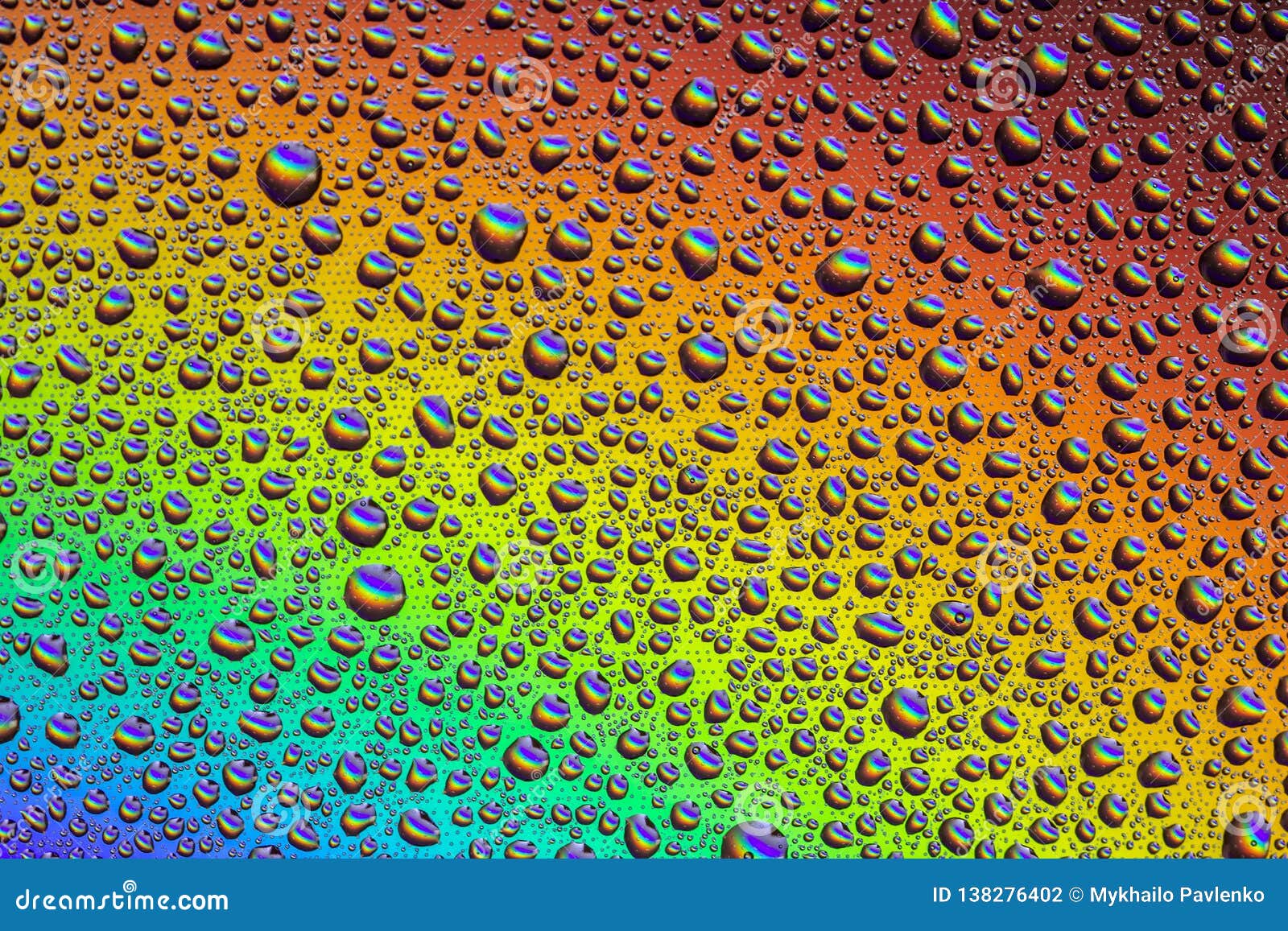 Drops of Water on the Glass, with the Reflection of the Rainbow Stock ...