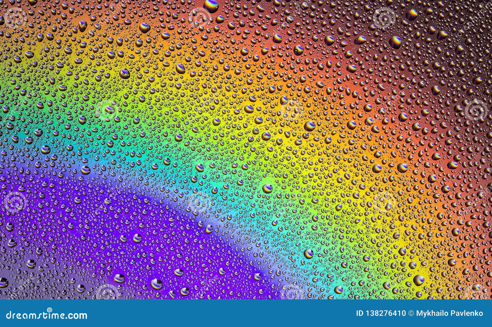 Drops of Water on the Glass, with the Reflection of the Rainbow Stock ...