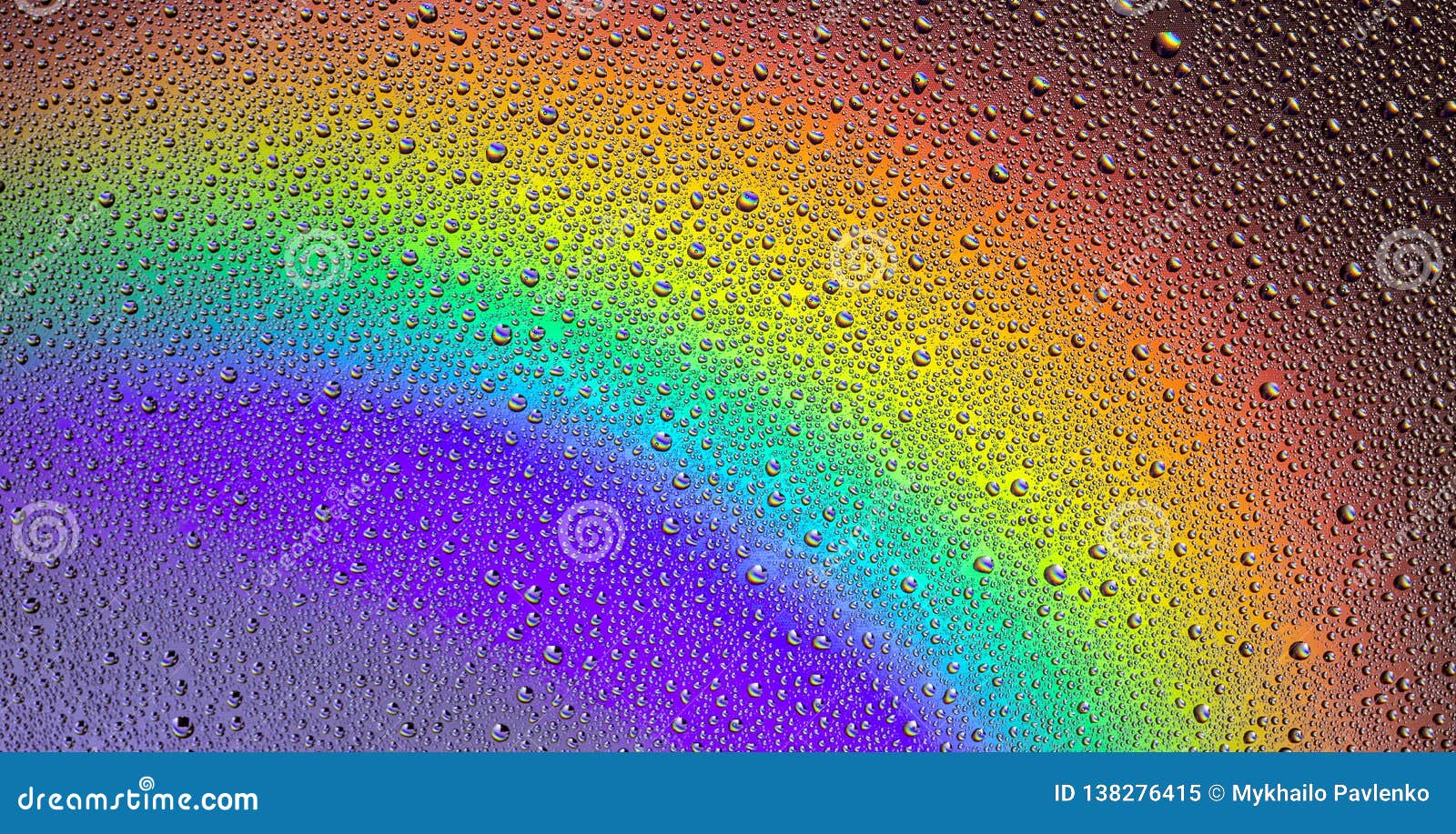 Drops of Water on the Glass, with the Reflection of the Rainbow Stock ...