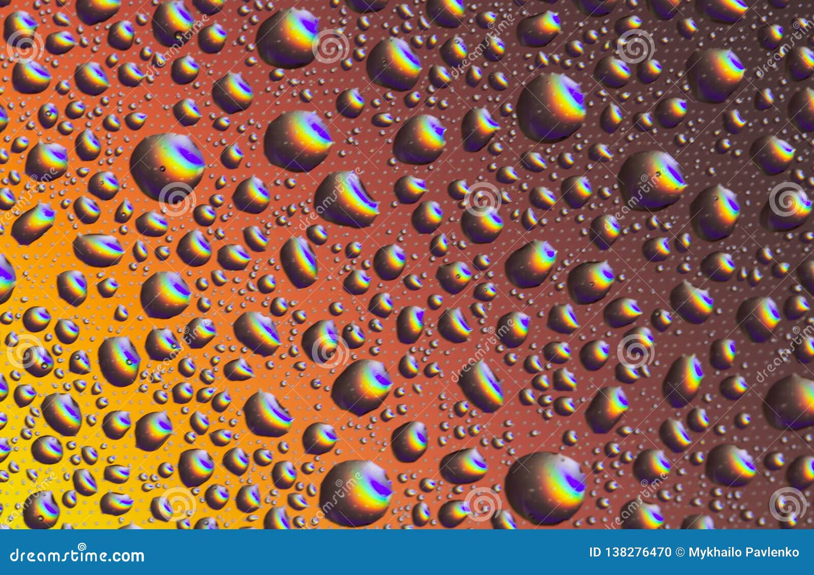 Drops of Water on the Glass, with the Reflection of the Rainbow Stock ...