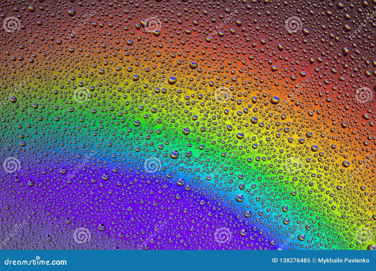 Drops of Water on the Glass, with the Reflection of the Rainbow Stock ...