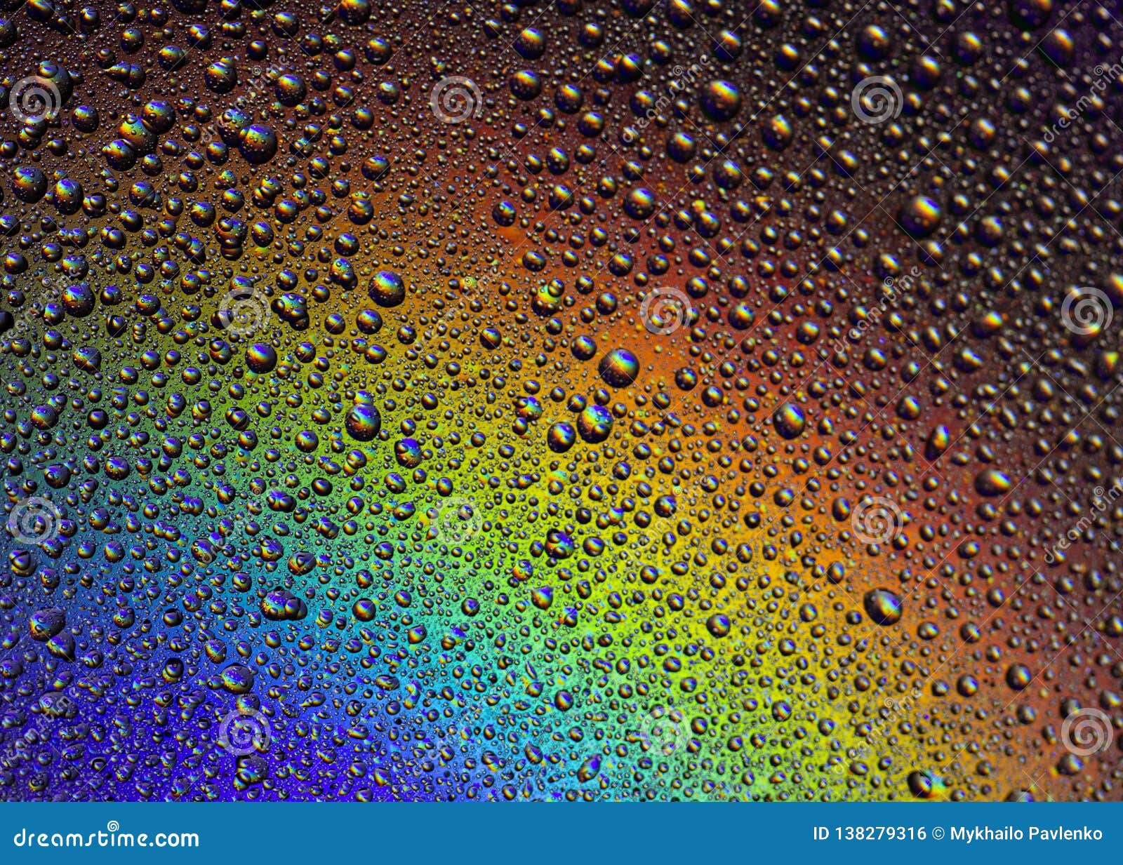 Drops of Water on the Glass, with the Reflection of the Rainbow Stock ...
