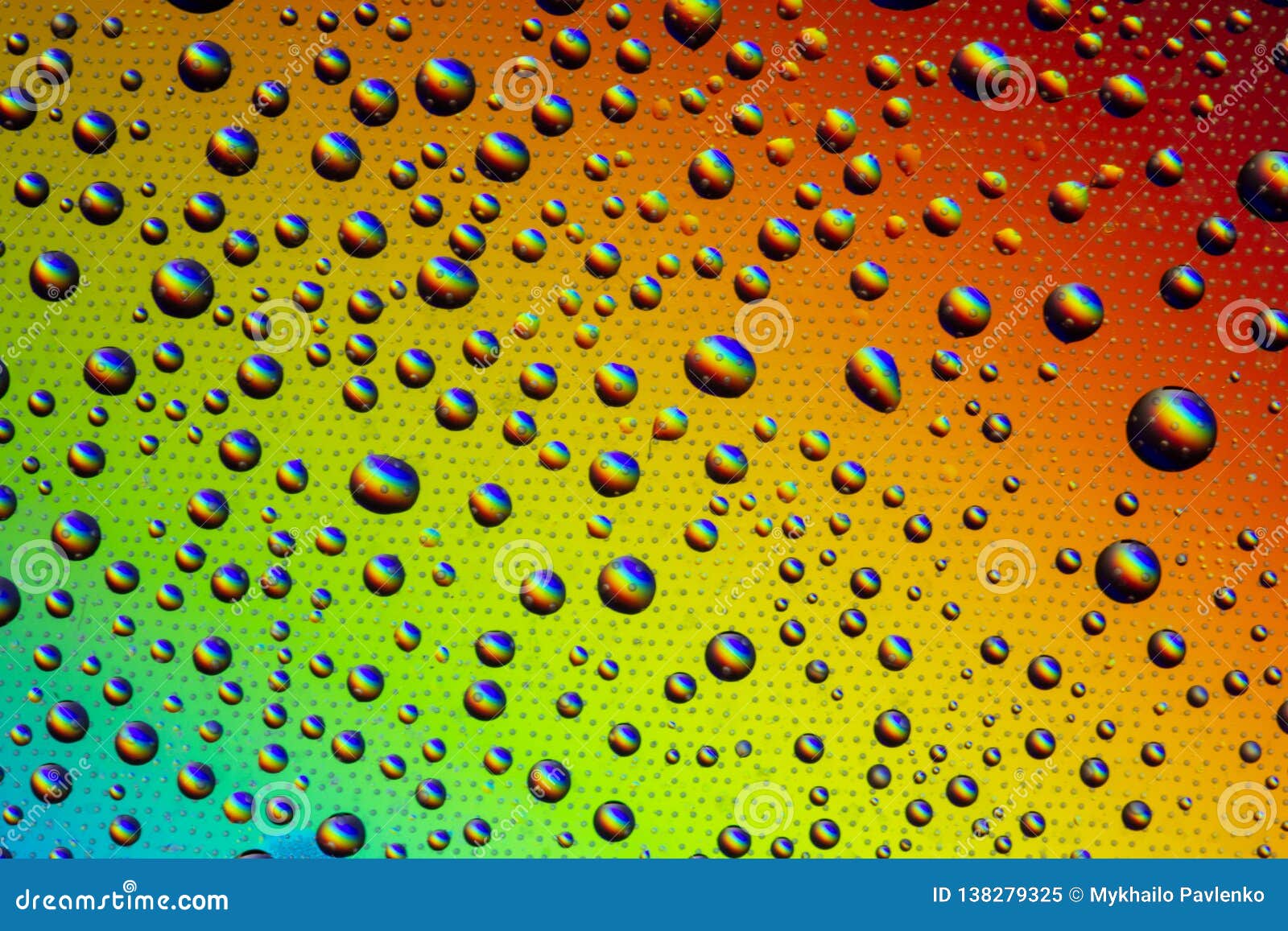 Drops of Water on the Glass, with the Reflection of the Rainbow Stock ...