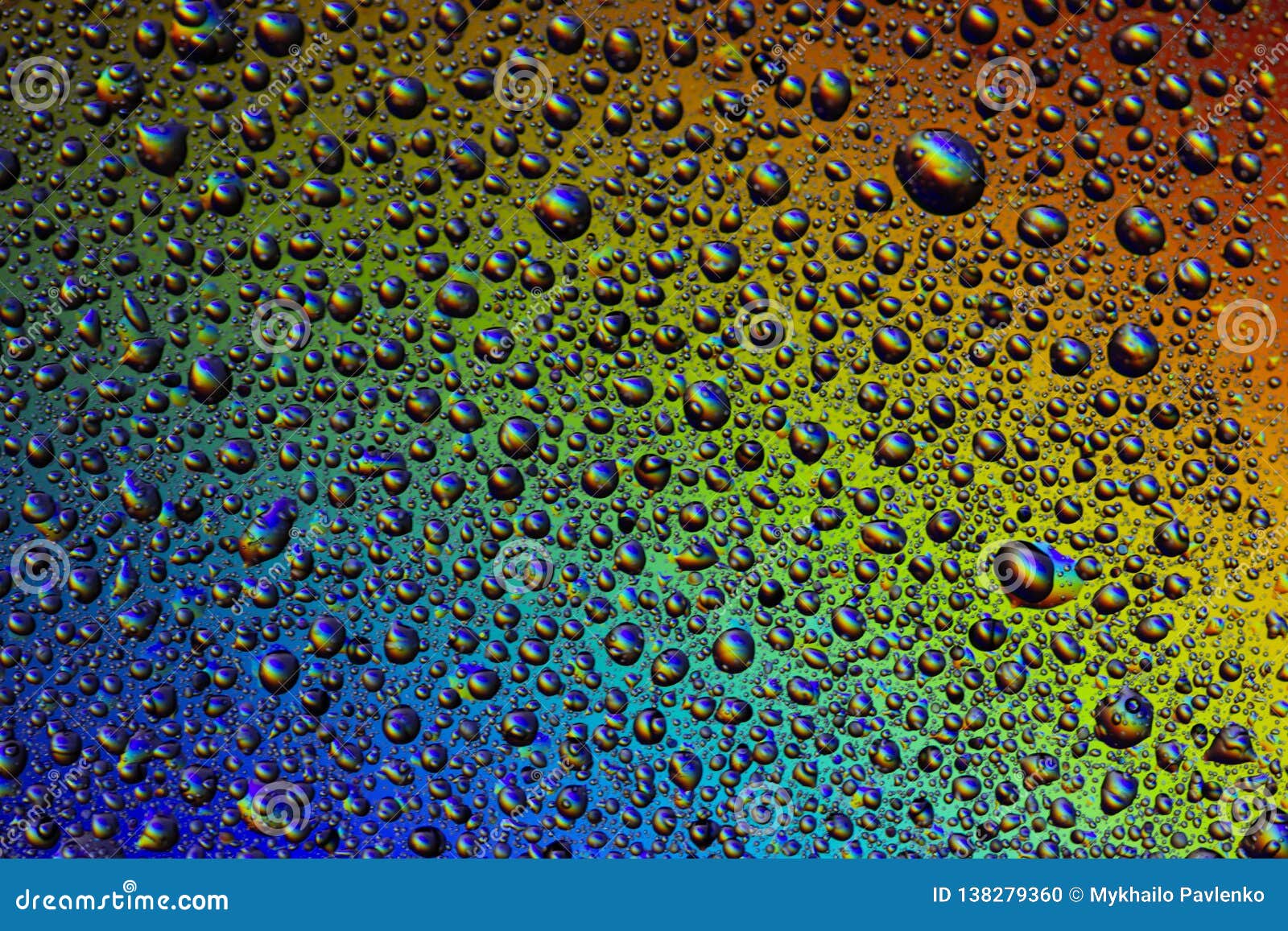 Drops of Water on the Glass, with the Reflection of the Rainbow Stock ...