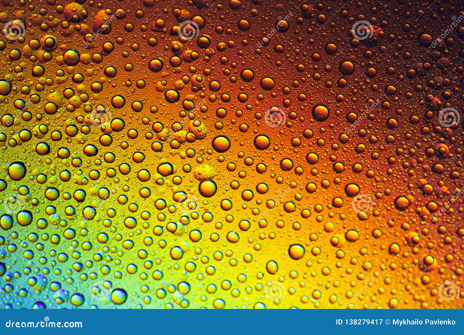 Drops of Water on the Glass, with the Reflection of the Rainbow Stock ...