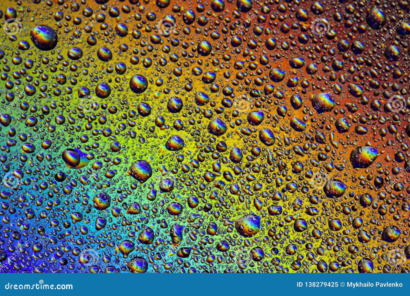 Drops of Water on the Glass, with the Reflection of the Rainbow Stock ...