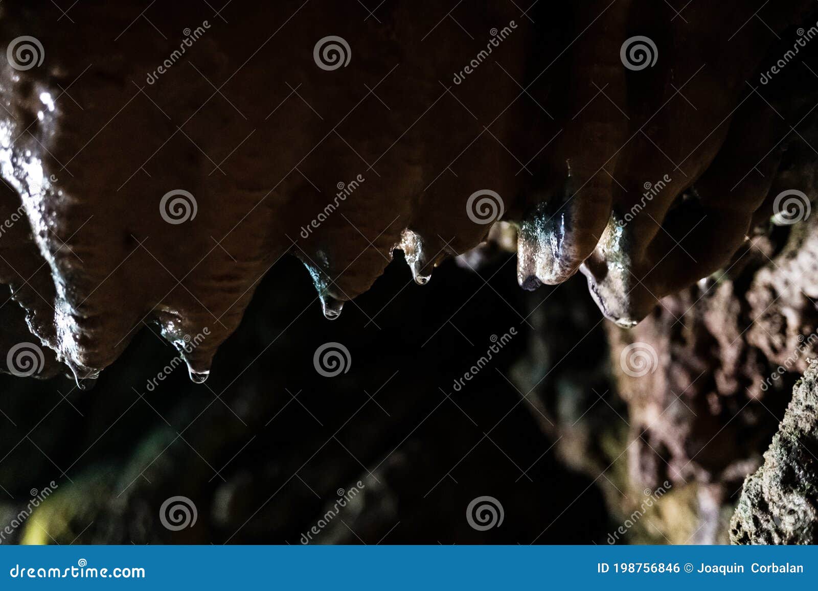 Drops of Water Inside a Cave Create Stalactites Stock Photo - Image of ...