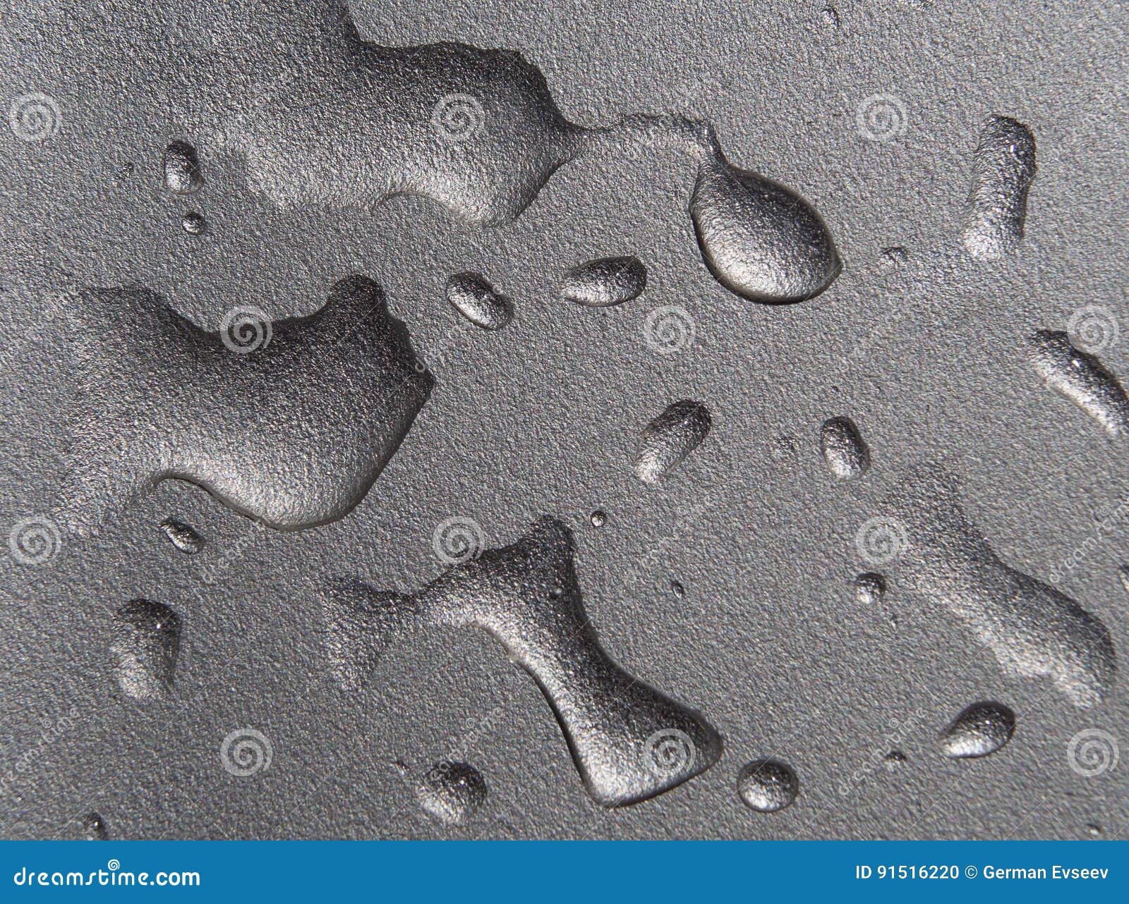 Drops of Water on the Metal Surface Stock Photo - Image of aqua ...
