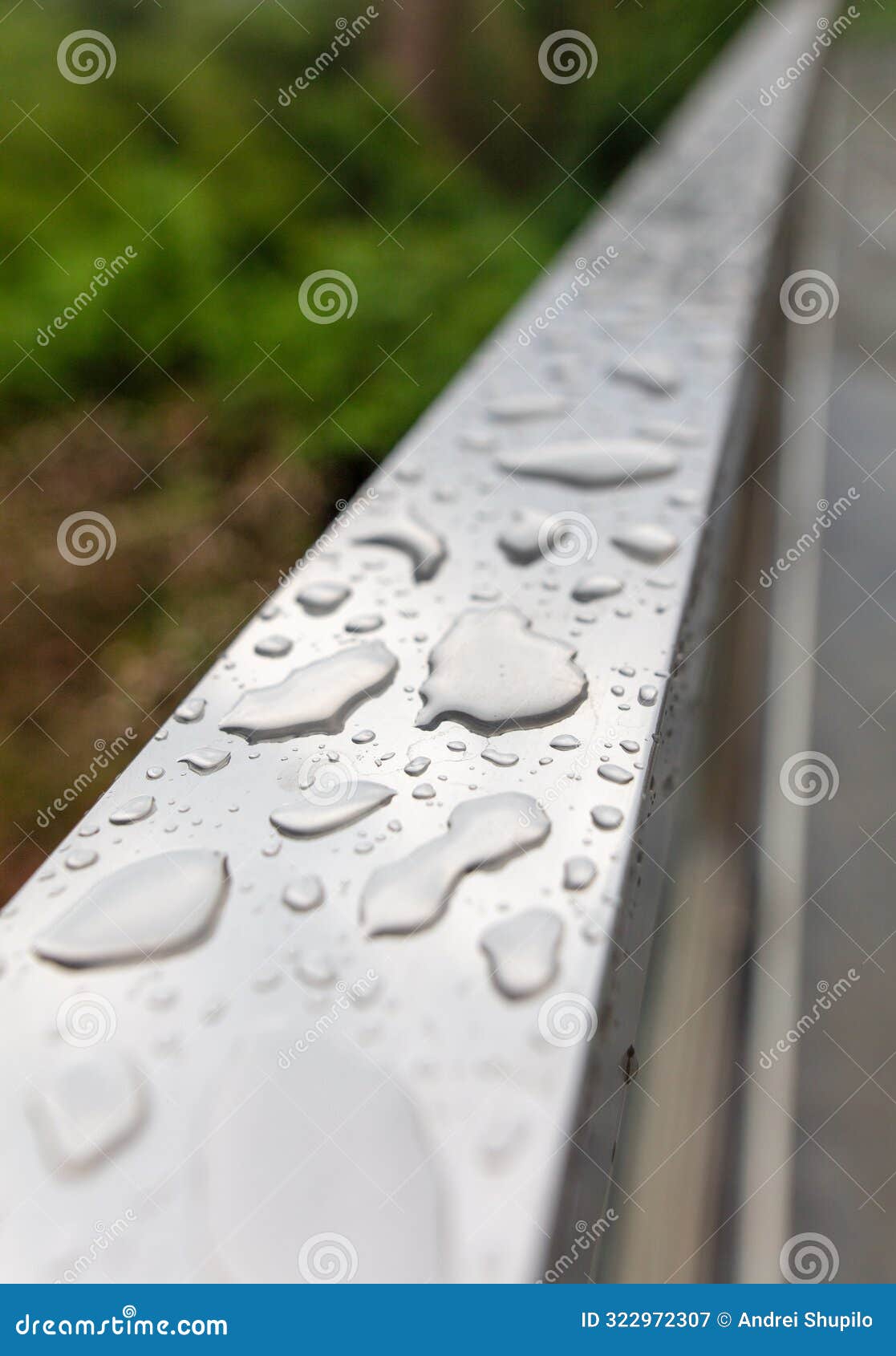 Drops of Water from Rain on a Metal Railing Stock Image - Image of ...
