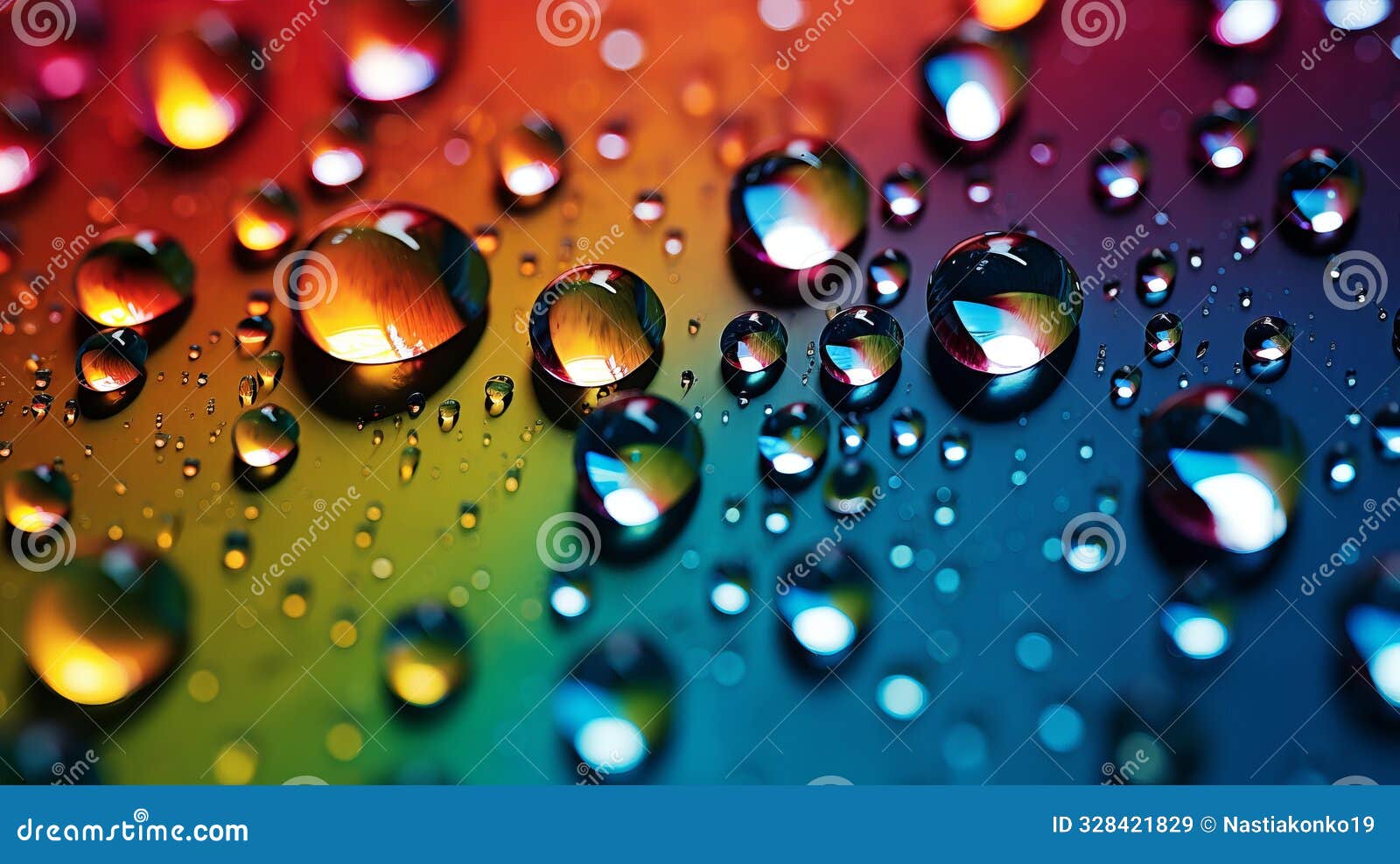 Drops of Water on a Rainbow Colored Surface Stock Image - Image of ...