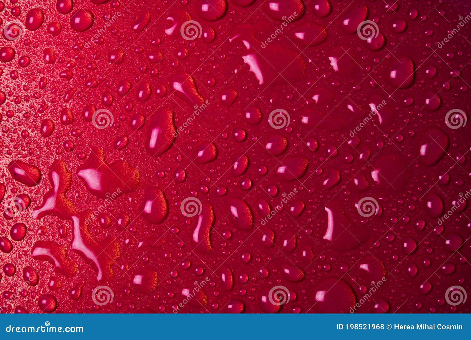 Drops of Water on a Red Glass Texture Background Stock Photo - Image of ...