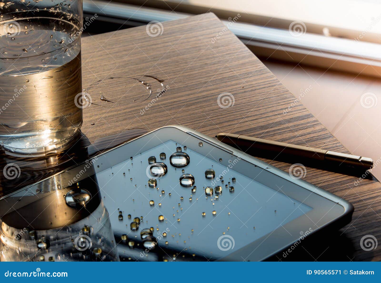 Drops of Water on Tablet Screen Stock Image - Image of smart, color ...