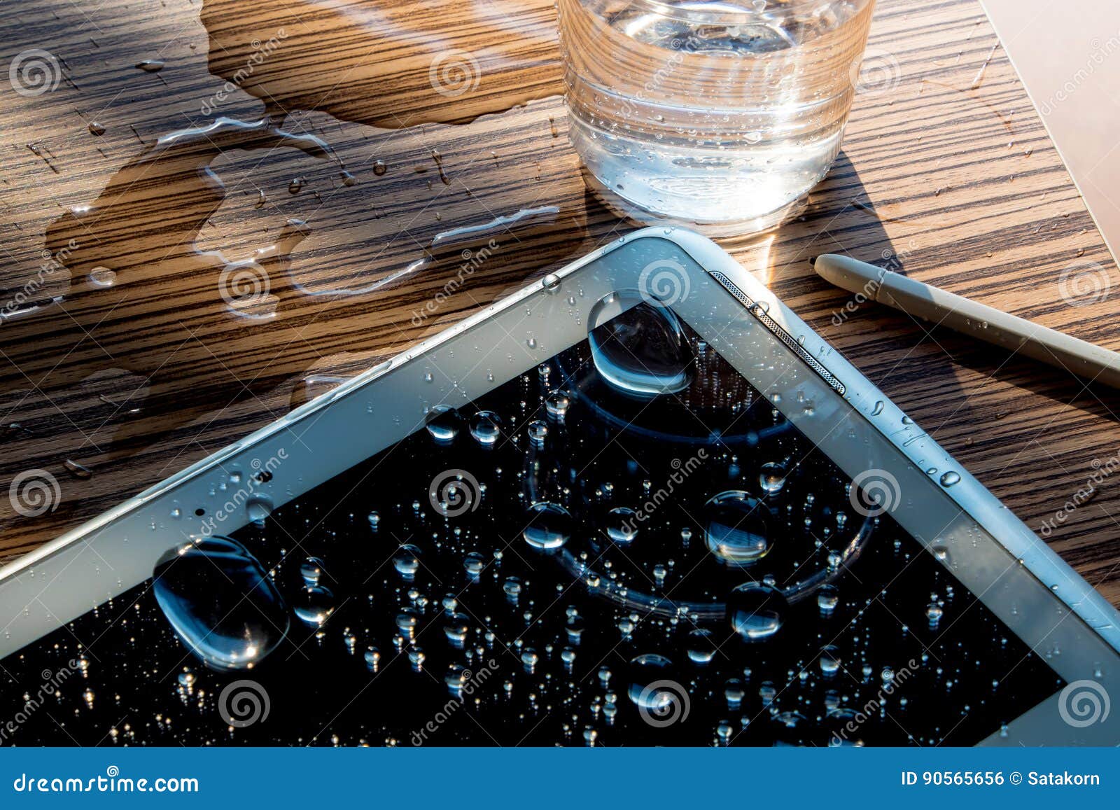 Drops of Water on Tablet Screen Stock Photo - Image of texture, mobile ...