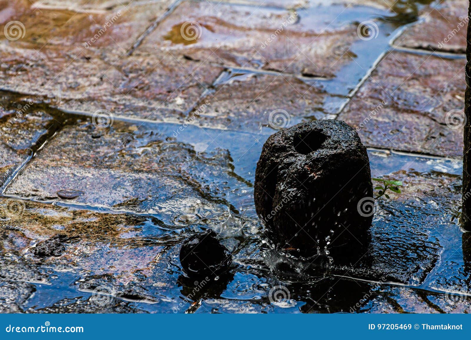 Drops of Water To Stone on the Wet Floor Texture Background. Stock ...