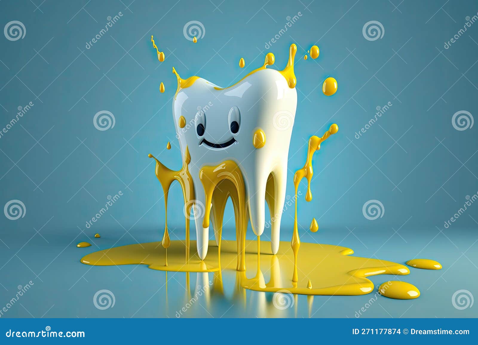 Drops of Yellow Paint and a White Tooth with a Smile. Generative Ai ...