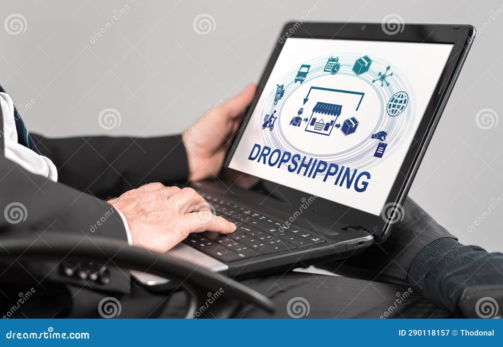 Dropshipping Concept on a Laptop Stock Image - Image of order, customer ...