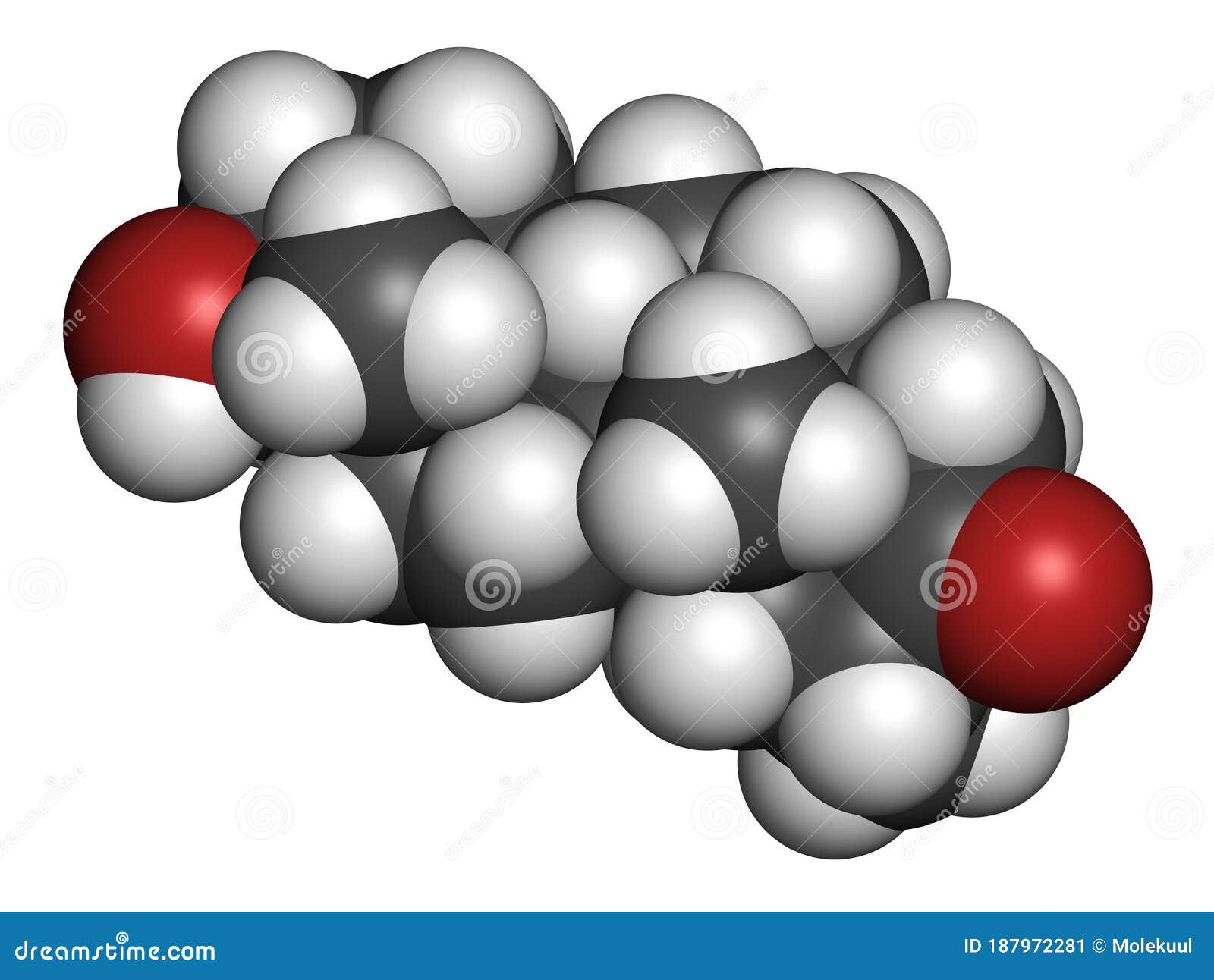 Drostanolone Anabolic Steroid Molecule. 3D Rendering. Atoms are ...