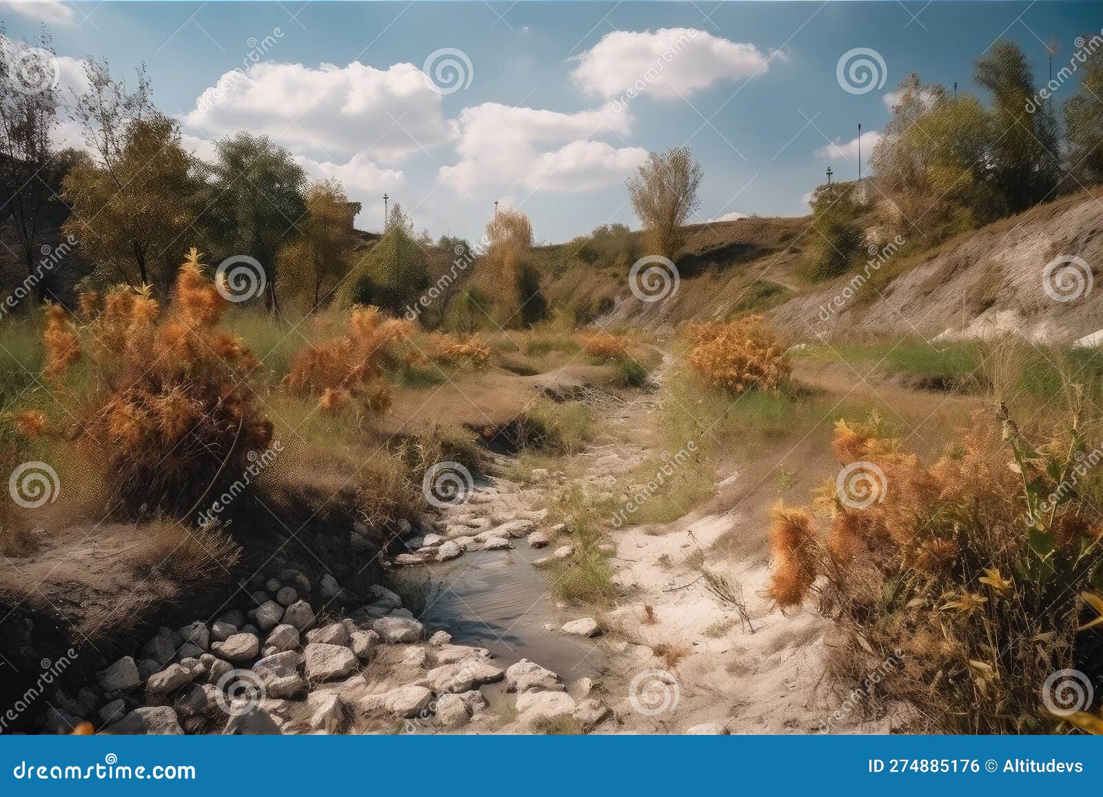 Drought-affected Area in the Countryside, with Dried Stream and ...