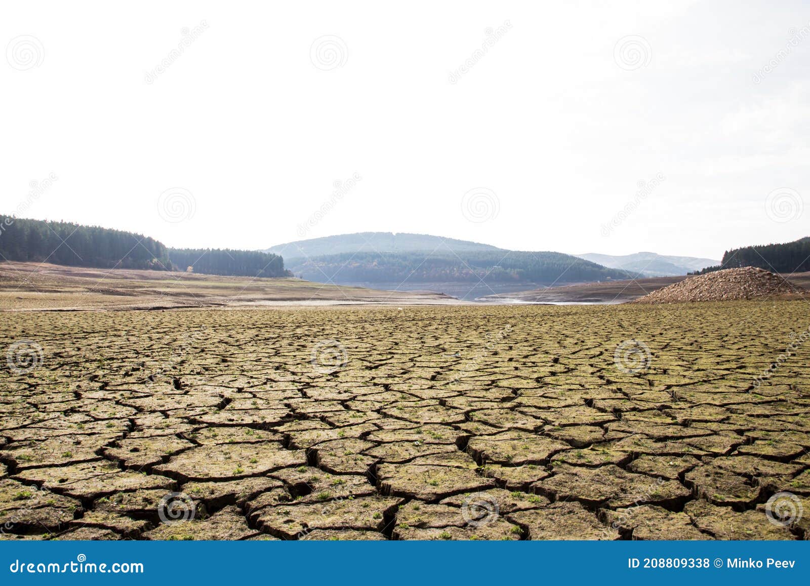 The Drought Bottom of the an Empty Dam in Bulgaria. Hot Weather and ...