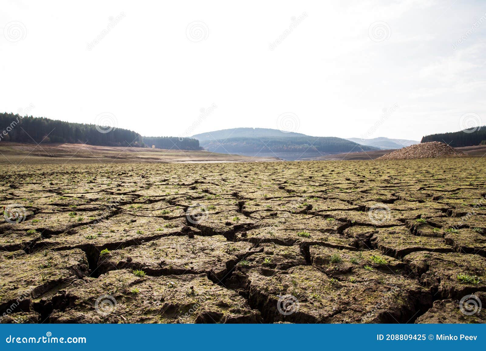 The Drought Bottom of the an Empty Dam in Bulgaria. Hot Weather and ...
