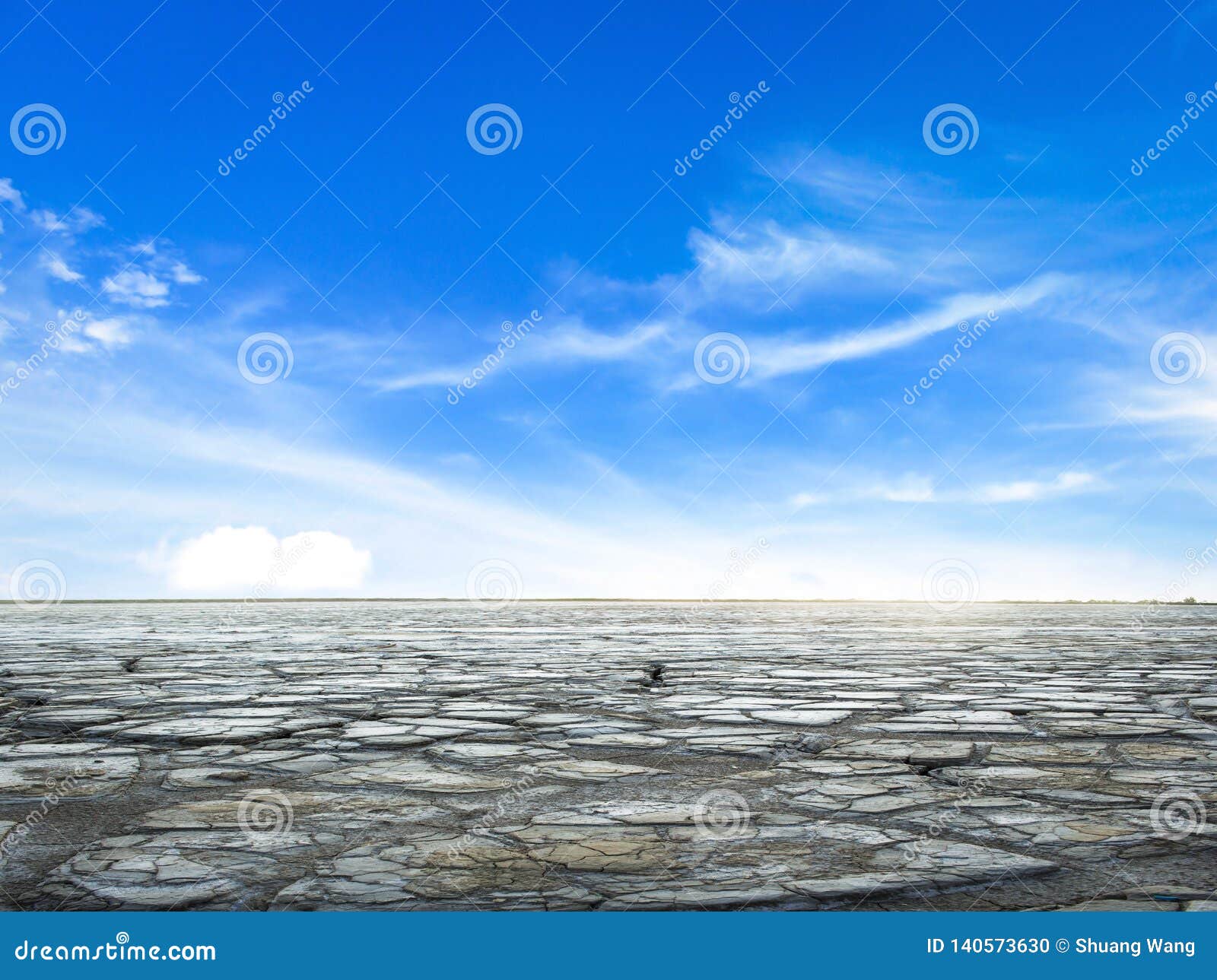 Drought Concept: Blue Sky and White Clouds and Dry Land Stock Photo ...